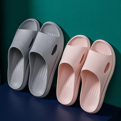 Best price wholesale fashion home slippers Men solid color indoor thick bottom non-slip couple summer sandals women