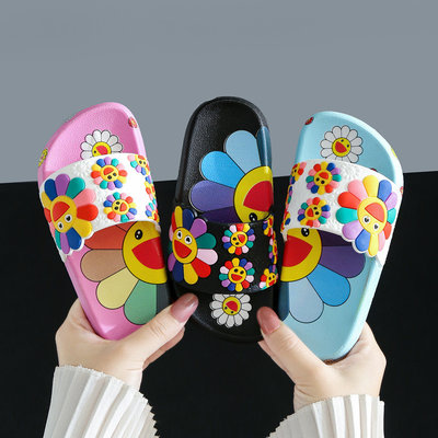 Sunflowers Cute Fashionable Kids Home Sandals Soft Bottom Non Slip Children Slide Slippers