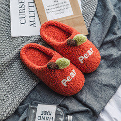 Winter Women plush Slippers Cute Fruit Warm Slippers Woman Indoor Home Flat Slides fruit winter sandals