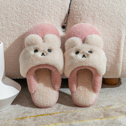 Wholesale fashion women slippers soft plush cartoon cute bear vamp breathable home indoor shoes winter