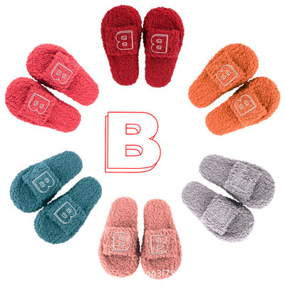 Custom logo outdoor soft plush slippers for women and ladies hot sale wholesale non-slip home indoor custom shoes