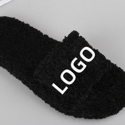 Custom logo outdoor soft plush slippers for women and ladies hot sale wholesale non-slip home indoor custom shoes