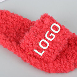 Custom logo outdoor soft plush slippers for women and ladies hot sale wholesale non-slip home indoor custom shoes