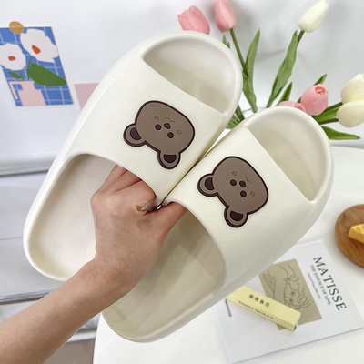 New design slippers ladies summer home indoor soft bottom non-slip bathroom couple cute Little bear sandals