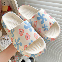 2022 new couple non-slip cute Printed pattern fashion casual shoes women summer home thick bottom sandals and slippers
