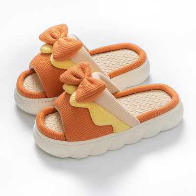 Spring linen slippers women non-slip indoor home sweat-absorbing thick bottom cheap bedroom shoes custom slippers with logo