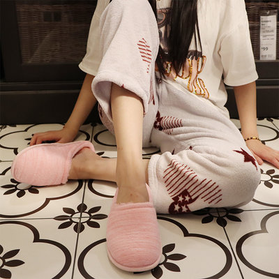 Women Winter house Indoor Slippers soft Plush Single jersey Slippers Non-slip Floor Shoes ladies Bedroom Home Slippers