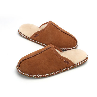 wholesale Men Genuine Sheepskin Wool Fur Home Shoes High Quality Indoor Soft Winter Warm Slippers in stock luxury fur slippers