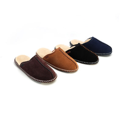 wholesale Men Genuine Sheepskin Wool Fur Home Shoes High Quality Indoor Soft Winter Warm Slippers in stock luxury fur slippers