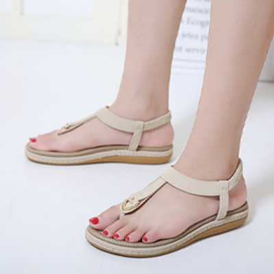 Summer 2022 new sandals women non-slip slippers metal buckle large size flat outdoor shoes wholesale flip flops