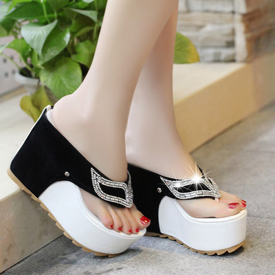2022 rhinestone fashion design slides slippers lady heels flip flops non-slip summer sandals for women and ladies