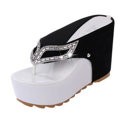 2022 rhinestone fashion design slides slippers lady heels flip flops non-slip summer sandals for women and ladies