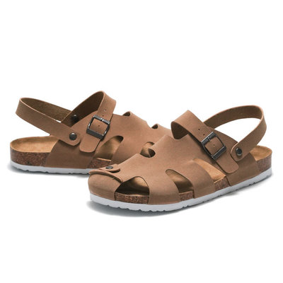 Open Toe Men Casual Footwear Flat  Breathable Hard Wearing Solid Color