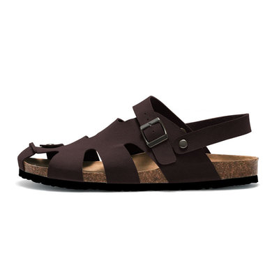 Open Toe Men Casual Footwear Flat  Breathable Hard Wearing Solid Color