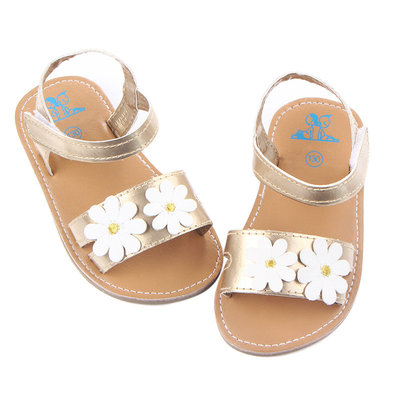 Wholesale summer new PU small flower sandals non-slip baby shoes flat slippers for kids with high quality