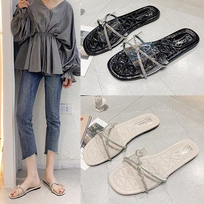 High quality summer Sandals women Luxury Custom Comfortable sparkling rhinestone decoration Ladies Beautiful Wedge Slippers