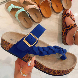 New Arrivals Retro solid color Flat Sandals For Women And Ladies 2022 Summer Fashion Weave Peep Toe Slides slippers