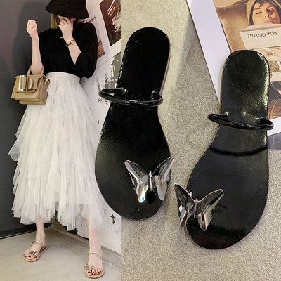 New Fashion Customized colorful Bowknot Women Sandals Flat Slippers Butterfly Design Lady Flip Flops Beach Shoes