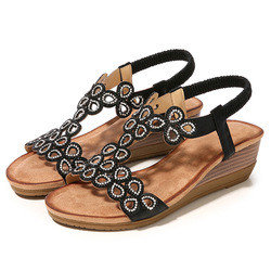 High-heeled Slippers with rhinestones Wedge sandals new hot sale Bohemian Style fashion outdoor Women shoes