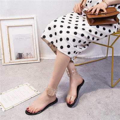 New design 2022 summer flat Sandals fashion Large Size Female Clear casual Shoes women soft sole non-slip slippers