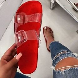 2022 new transparent women slides slippers wholesale fashion beach casual shoes for ladies soft sole flat sandals