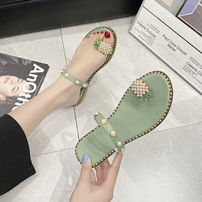 New design pearl decoration upper summer sandals women soft sole casual shoes non-slip flip-flops slippers