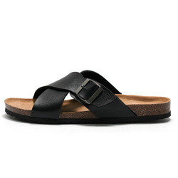 Non Slip Men Casual Footwear  Cross Strap Summer Solid Color Flat