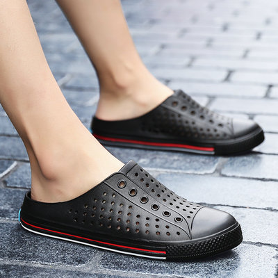 New design couple hole casual shoes summer sandals women breathable flat non-slip Men beach hollow lazy half slippers