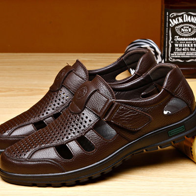 Closed Toe Summer Upper Casual Shoes Flat With Buckle Strap Closure