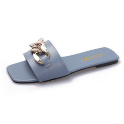 Summer sandals women new design Metal Chain Fashion Flat Casual Shoes outdoor Footwear large Size slippers 2022 Hot