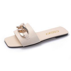 Summer sandals women new design Metal Chain Fashion Flat Casual Shoes outdoor Footwear large Size slippers 2022 Hot