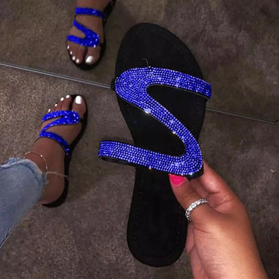 2022 New Design summer sandals women Luxury Glitter Diamond casual shoes Outdoor Beach non-slip Slippers