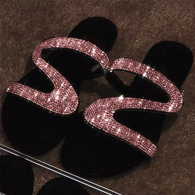 2022 New Design summer sandals women Luxury Glitter Diamond casual shoes Outdoor Beach non-slip Slippers