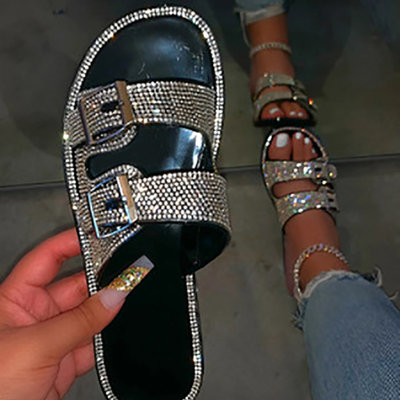 Summer women 2022 new popular fashion rhinestone vamp jelly beach sandals soft bottom large size slippers wholesale