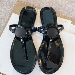 Sandals 2022 Summer Fashion solid color jelly flip flops Anti-Slip flat slippers For women and ladies in stock