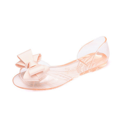 Best Selling Ladies New Bowknot flat Sandals Fashion trend Jelly Transparent non-slip slippers for women