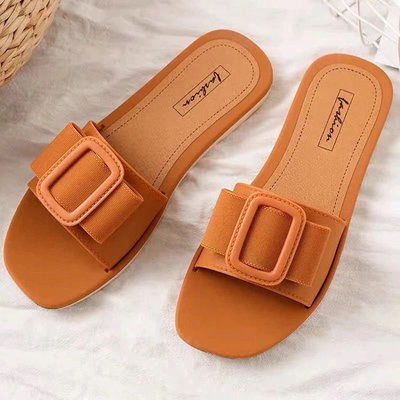 Hot sale new design solid color Slippers Ladies outdoor Beach Shoes wholesale Flat Slides Summer Sandals for Women