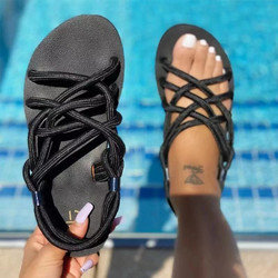 High quality women sandals new design fashion twisted rope thick bottom non-slip slippers female with best price
