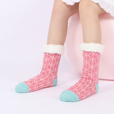 2021 winter hot sell women thick socks snow pattern print slipper sherpa socks new design house indoor fashion socks