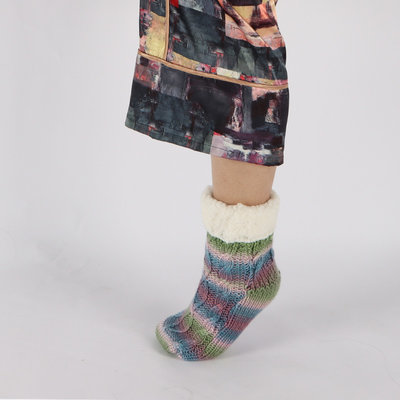Ladies Soft Thermal Striped medium length Sock fashion winter Thick Warm Long casual patchwork color Sock