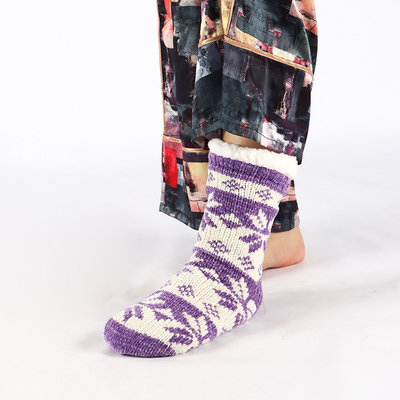 2021 custom Women Fashion Chenille Knitted socks Ladies Winter Thick Warm Home Indoor floor Anti-slip Slipper Socks