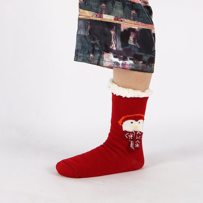 new design ladies red Slipper Socks Fuzzy Thick Warm Heavy faux fur lined Winter Socks Christmas Stockings For women