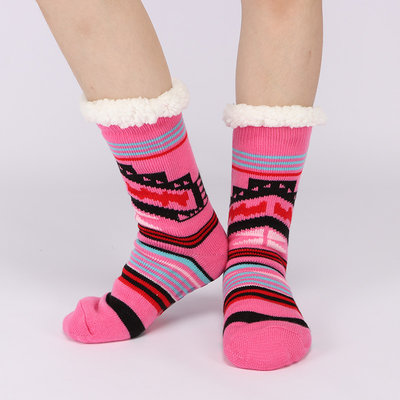 Girls Slipper Socks Thick Warm Fuzzy plush lined Winter Socks Christmas Stockings women non-skid slipper sock