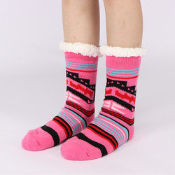 Girls Slipper Socks Thick Warm Fuzzy plush lined Winter Socks Christmas Stockings women non-skid slipper sock