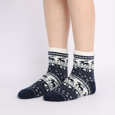 Fuzzy Slipper Socks Warm Thick Fleece Lined Fluffy Christmas Stockings Women winter Snowflake Deer Knit socks