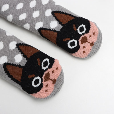 Women Cheap Animal Knitted Winter Home Indoor Slipper Socks With Plush Sherpa Lining In Stock Ladies warm socks