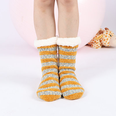 New fashion custom design patchwork color winter stockings ladies winter home socks women cozy slippper socks