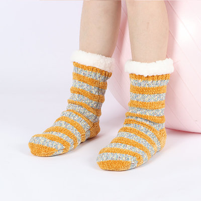 New fashion custom design patchwork color winter stockings ladies winter home socks women cozy slippper socks