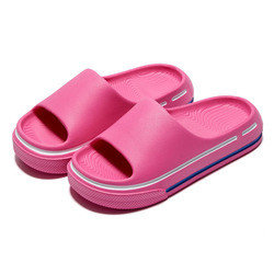 Wholesale household Men EVA thick bottom Classic summer Color Stroke sandals couple bathroom non-slip women slides slipper