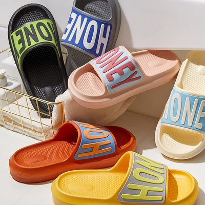 New Summer Unisex Slide colorful letters vamp Men indoor slippers home ladies Shoes Couple Hot sale Women Flat Sandals